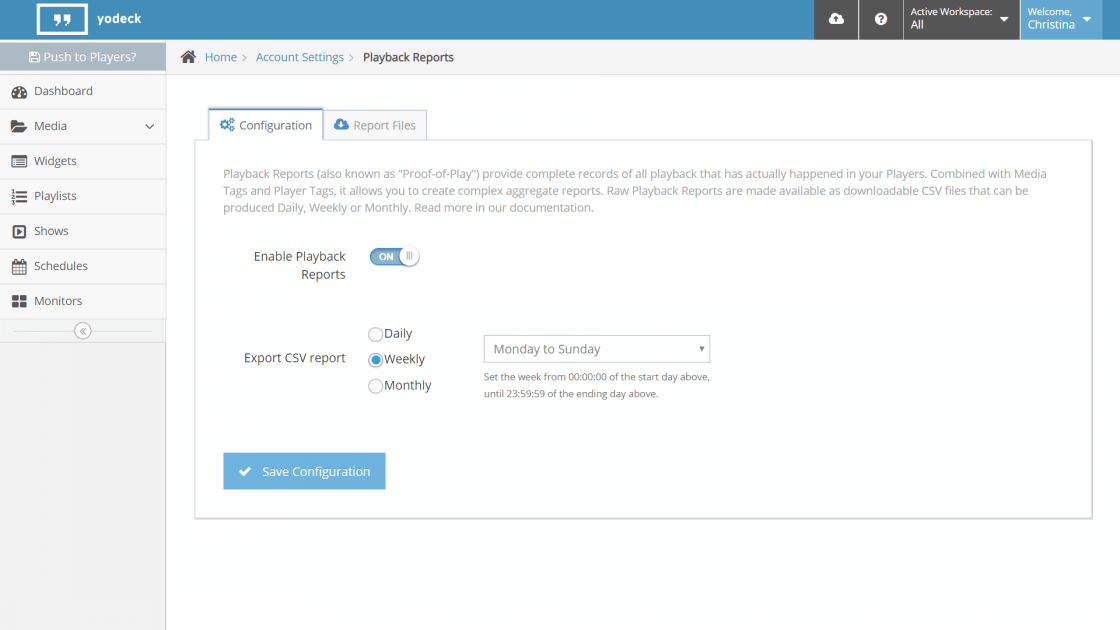 Instagram Inspiration & Playback Reports | Yodeck