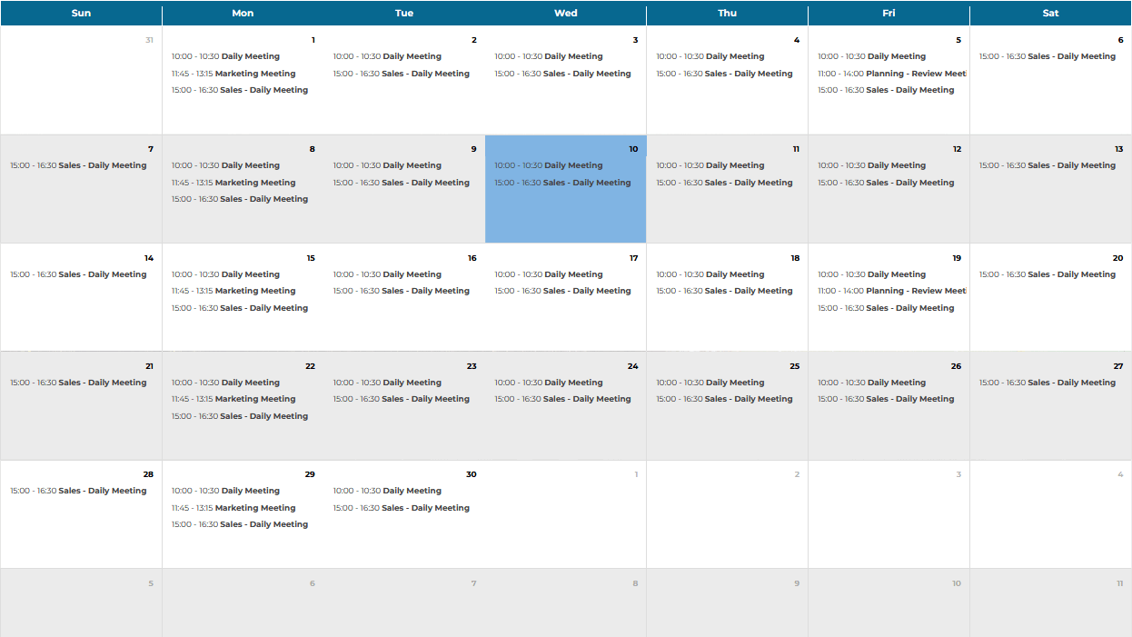Monthly Calendar App | Yodeck Docs