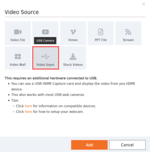 How to setup an HDMI video feed input or connect a USB camera (Video ...