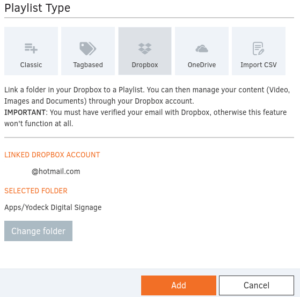 Dropbox Playlist | Yodeck Documentation