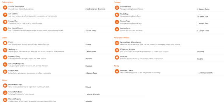 Account settings | Yodeck Documentation