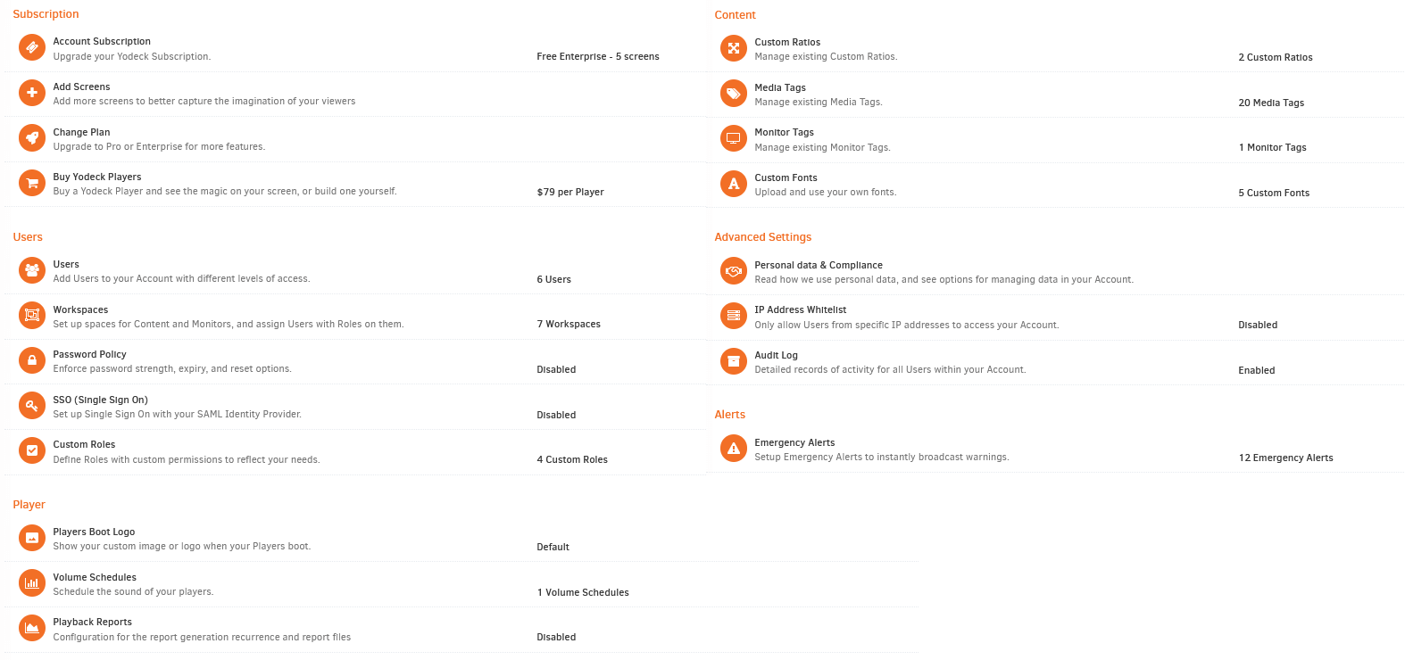 Account settings | Yodeck Documentation