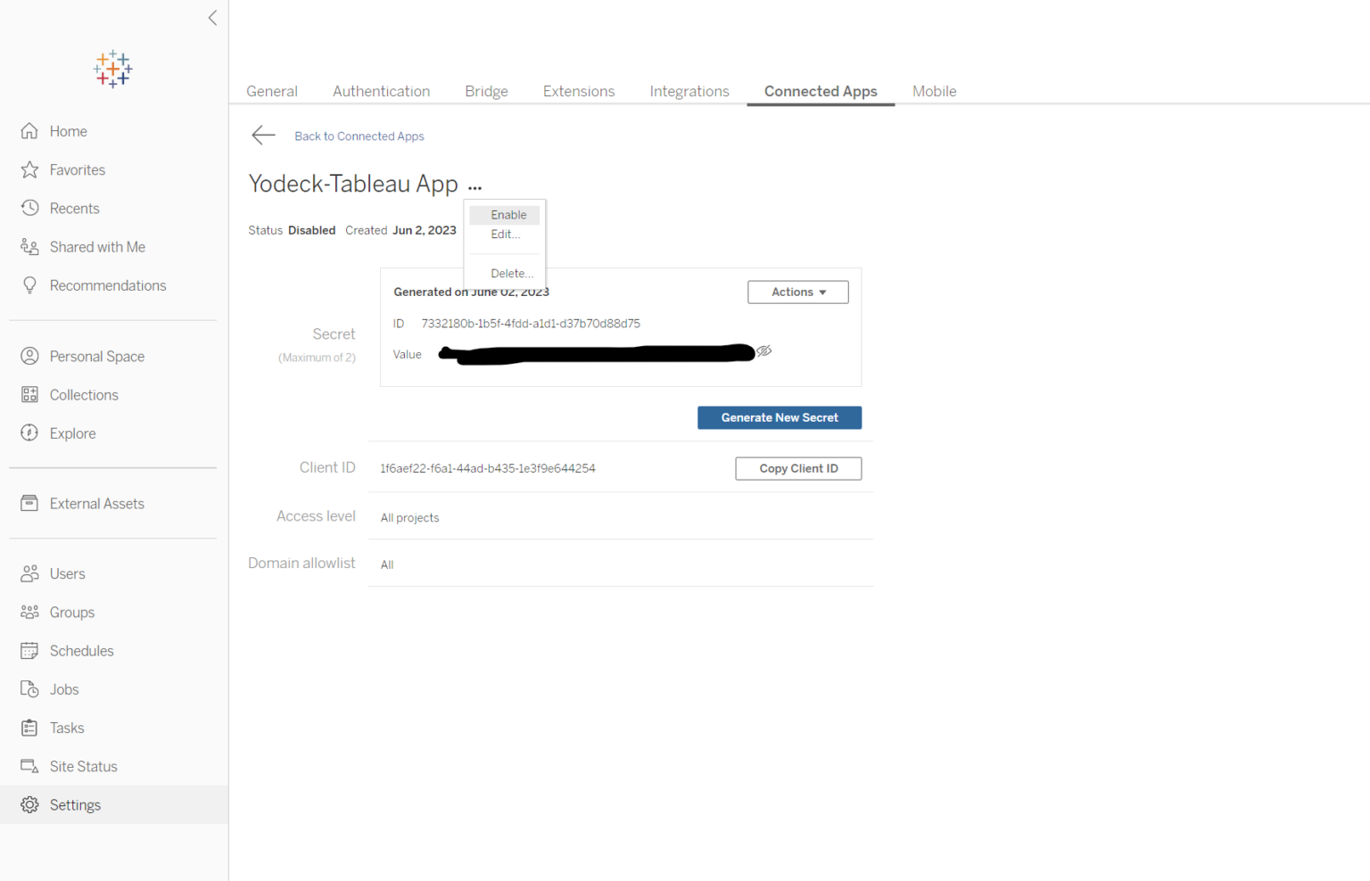 Tableau JWT connected App | Yodeck