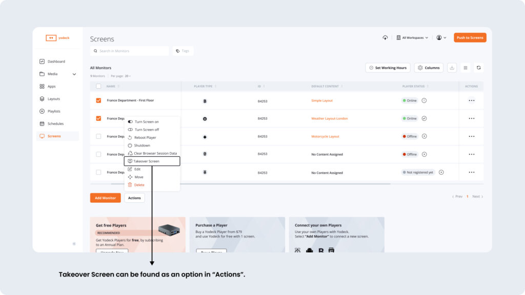 Screen Takeover | Yodeck Docs