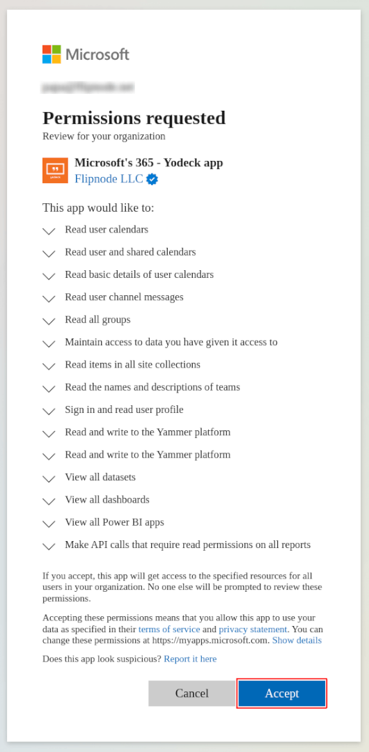 Manage Azure Consent & Permissions | Yodeck Docs