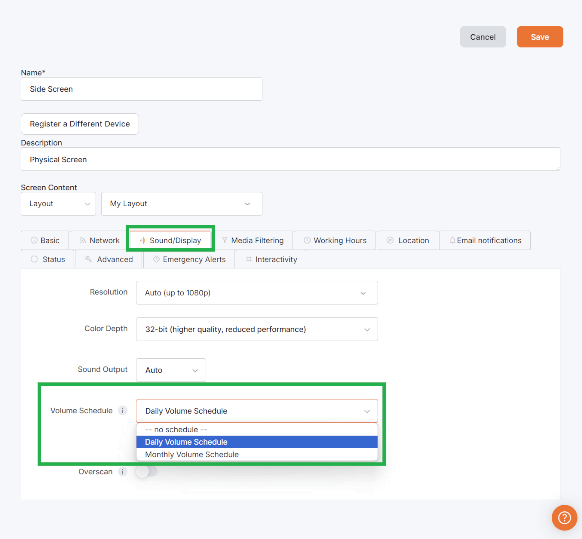 Volume Schedules | Yodeck Docs