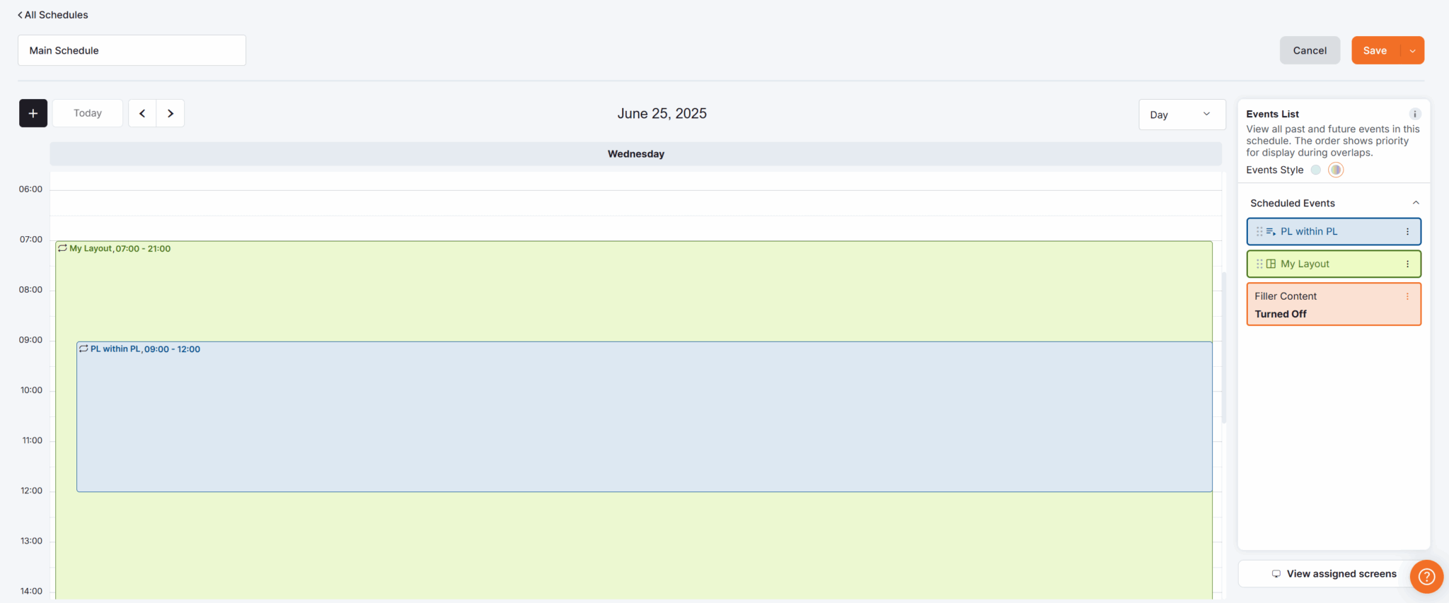 Examples of Schedules | Yodeck Docs