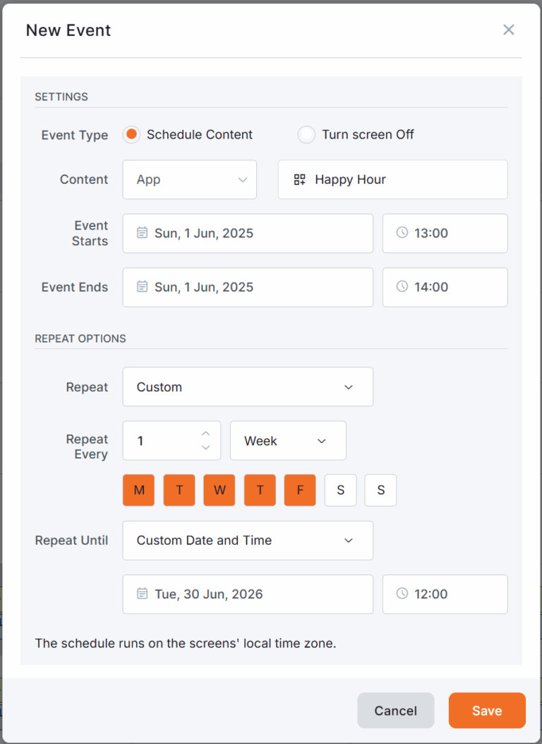 Examples of Schedules | Yodeck Documentation