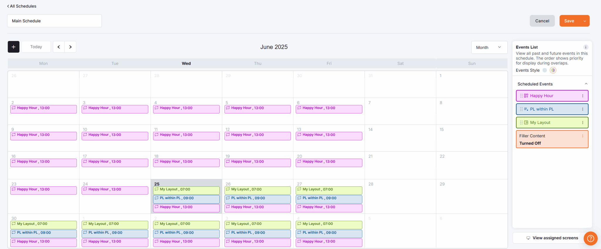 Examples of Schedules | Yodeck Docs